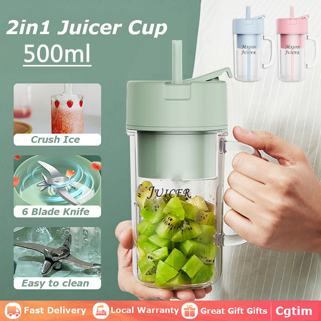 💯READY STOCK Portable Electric Juicer Blender With Straw Mini Juicing ...