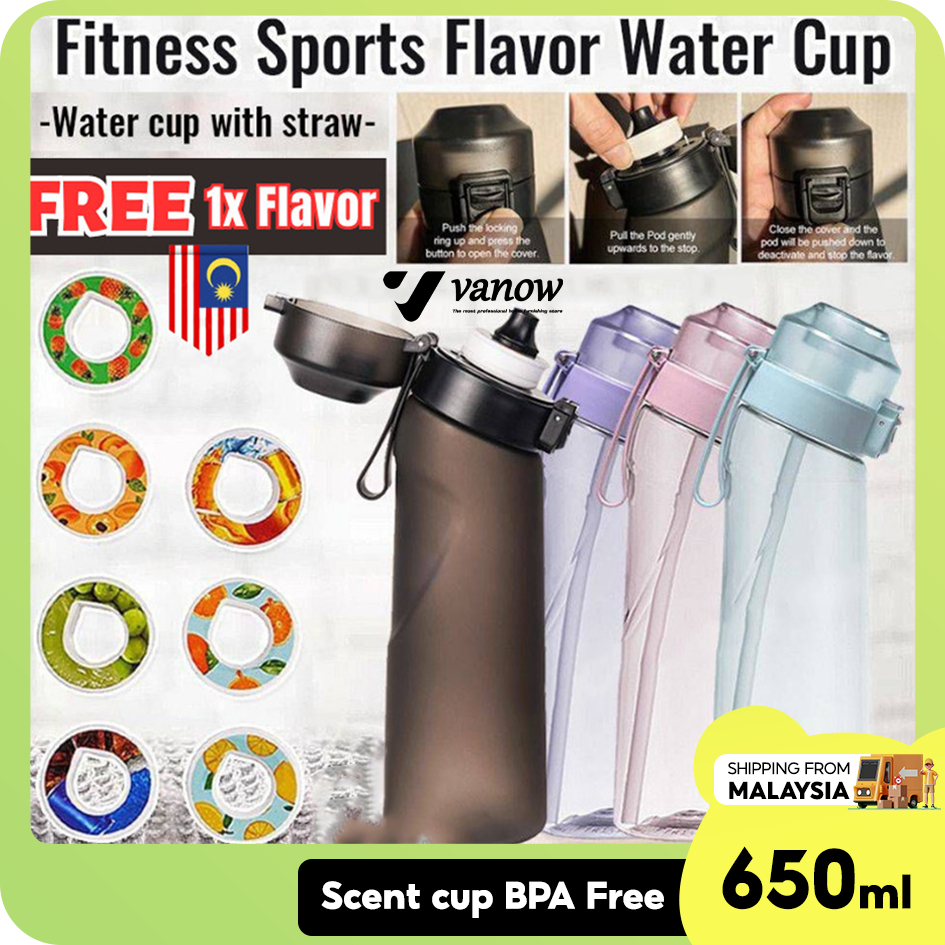𝐯𝐚𝐧𝐨𝐰 【FREE FLAVOR】650ML Fruit Flavour Fragrance Water Bottle Straw Cup ...