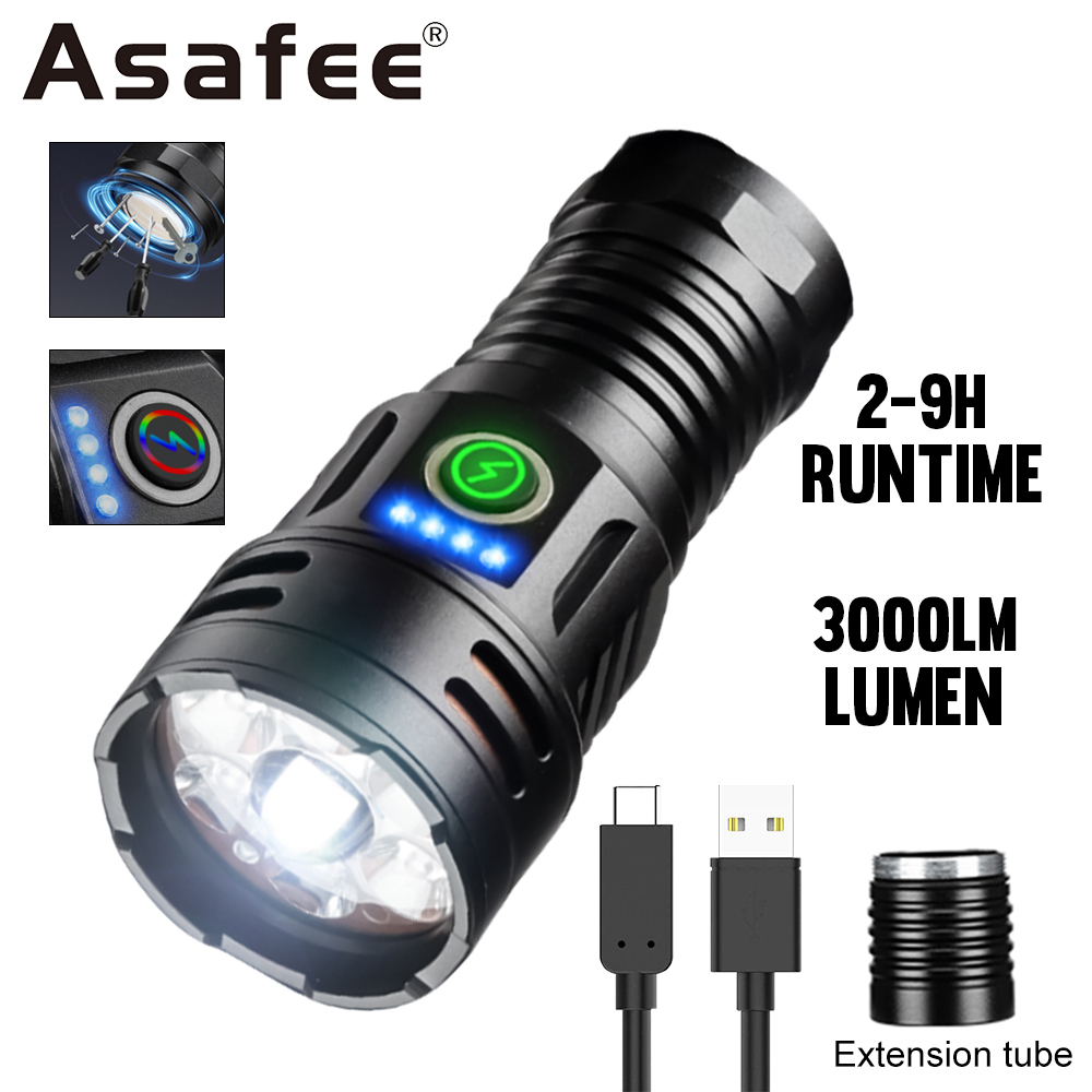 Asafee F71 Super Bright Camping Flashlight 10W P35 LED Flashlight 7 ...