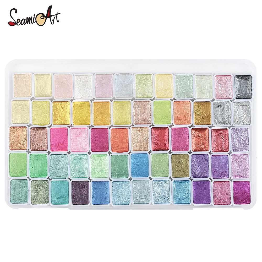 SeamiArt 20 24 36 48 60 Colors Pearlescent Solid Watercolor Set For ...