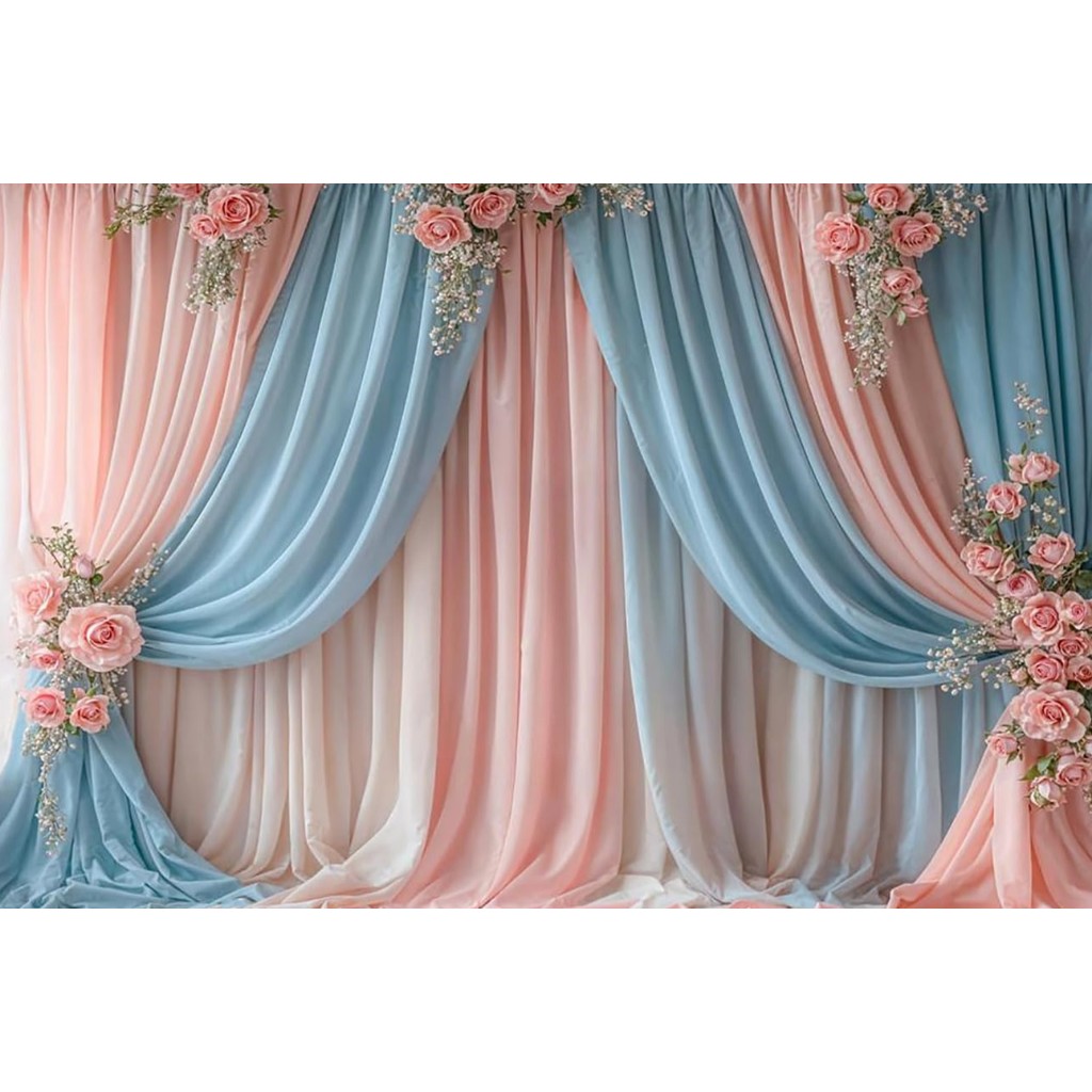 Pink and Blue Curtain Backdrops for Photography Boudoir Bedroom ...