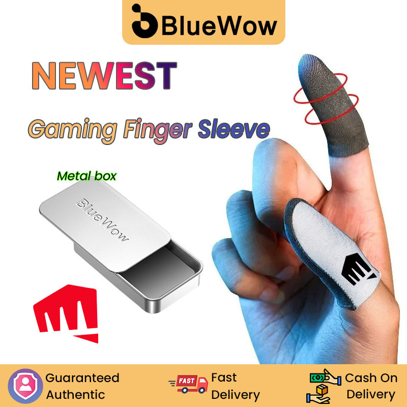 BlueWow Gaming Finger Sleeve New Silver Cloth Double Hand Fingertips ...
