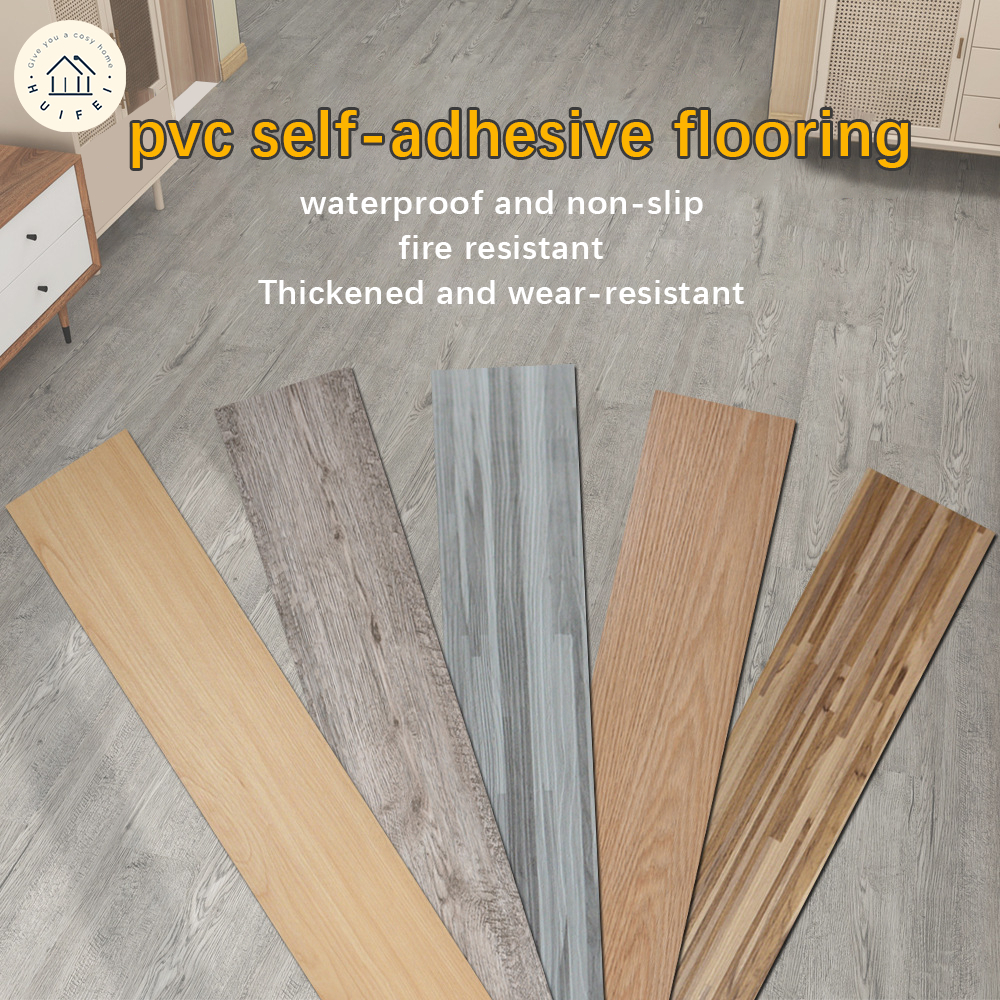 1PCS Self Adhesiv Vinyl Tile Flooring Sticker 3D Wood Grain Waterproof Floor Sticker Wall ...
