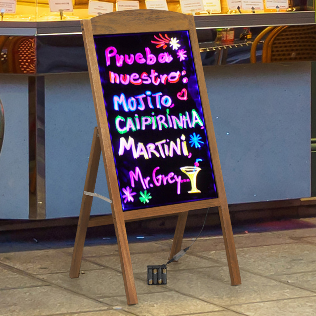 LED Message Writing Board Standing Illuminated Erasable Neon Sign DIY ...