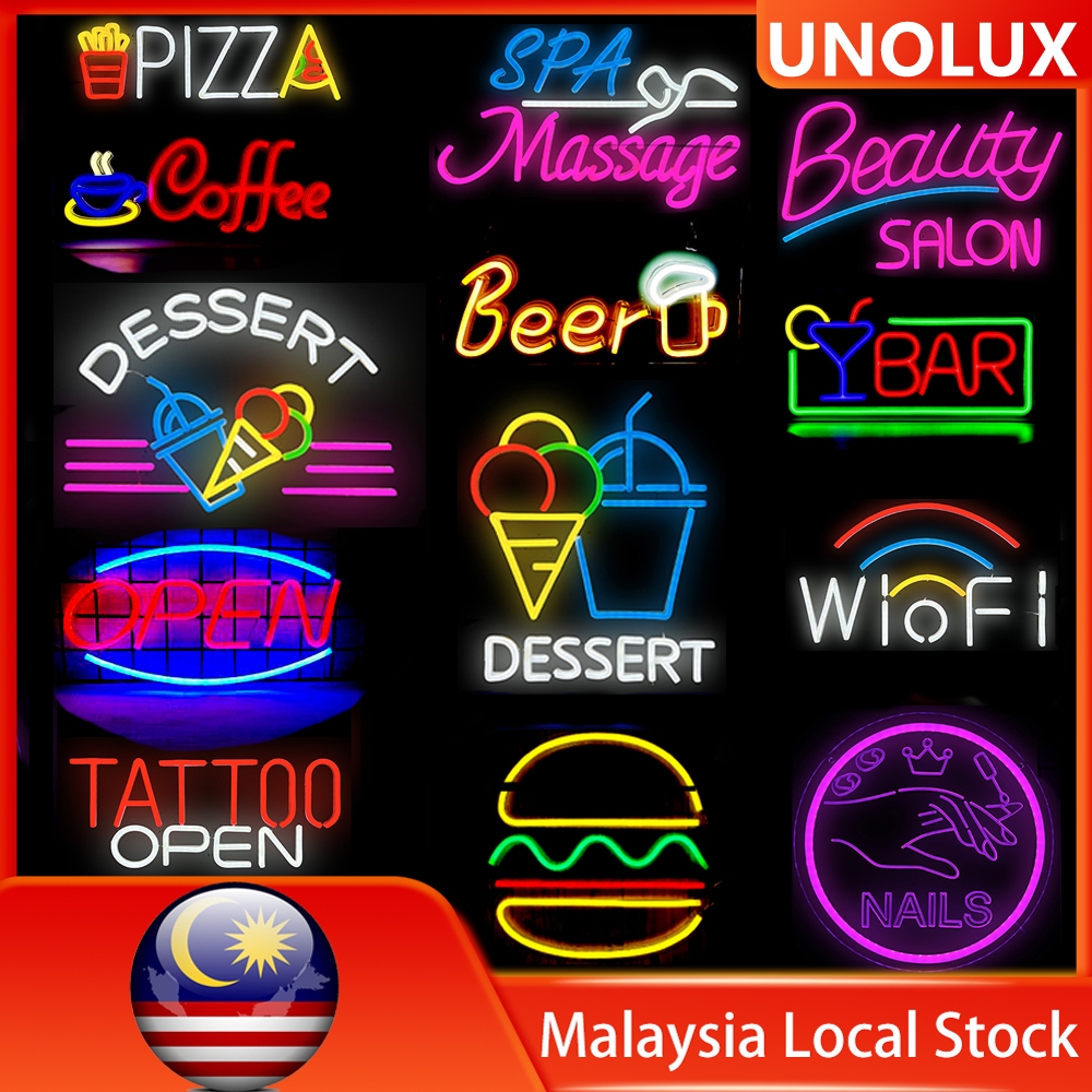 UNOLUX Coffee Beer Pizza Burger Signage Neon Light Open Milktea Bar SPA ...