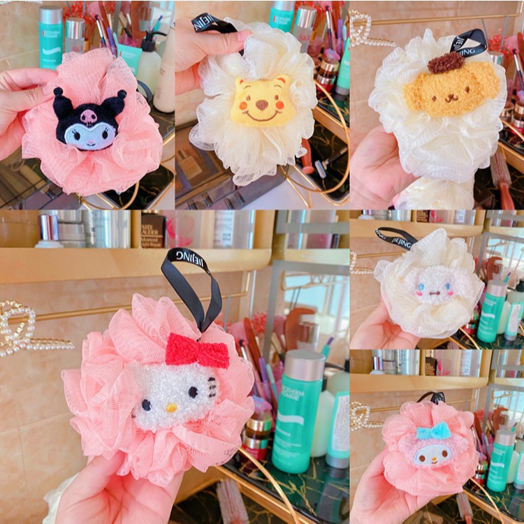 Cartoon Cute Sanrio Bath Ball Kuromi My Melody Cinnamoroll Bath Flower ...