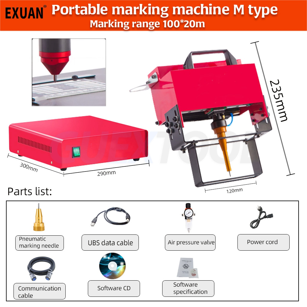 100*20mm Pneumatic marking machine motorcycle frame number car engine ...