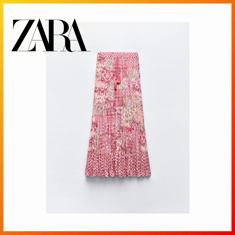 Zara's new summer women's clothing French patchwork printed pleated ...
