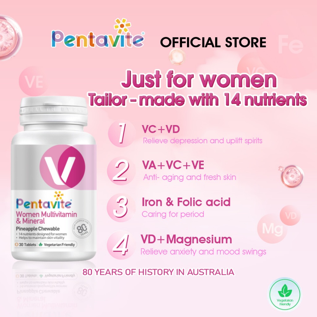Pentavite Women Multivitamin & Mineral Pineapple Chewable 30 tablets ...