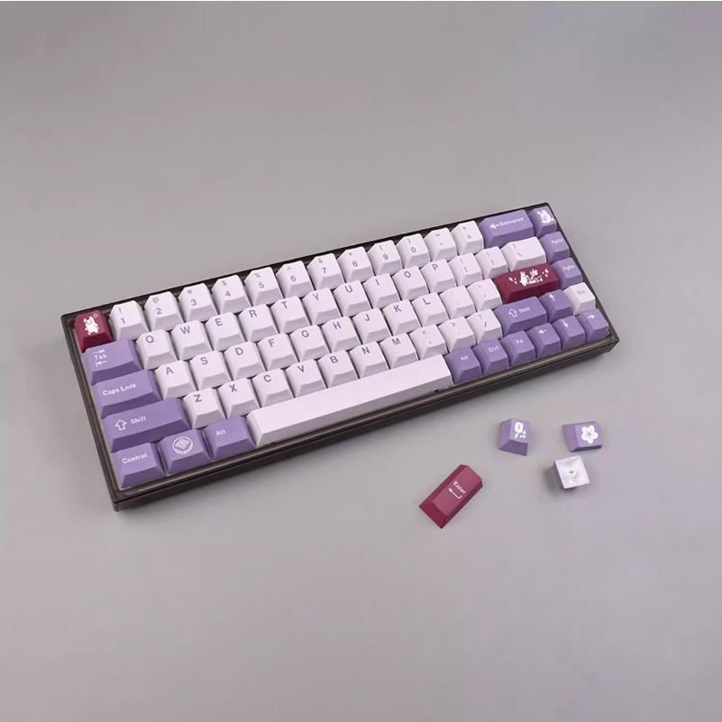 129keys Violet Keycaps Set Cherry Profile White Purple PBT Keycap for ...