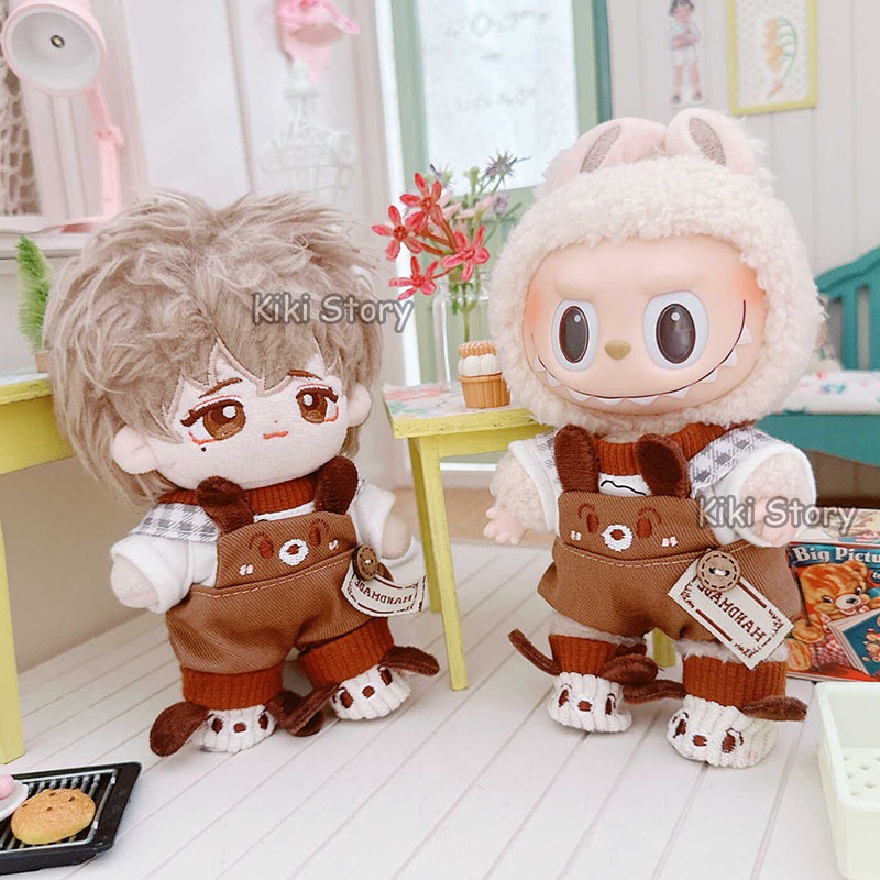 17CM Labubu Keychain Clothes Set Bread Dog Overalls Hat McDonald's ...