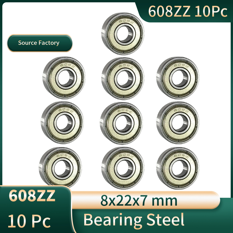 Bearing 608zz 608z 10 Pcs High-Quality Bearing Steel, Double Metal Shields Sealed Miniature Deep ...