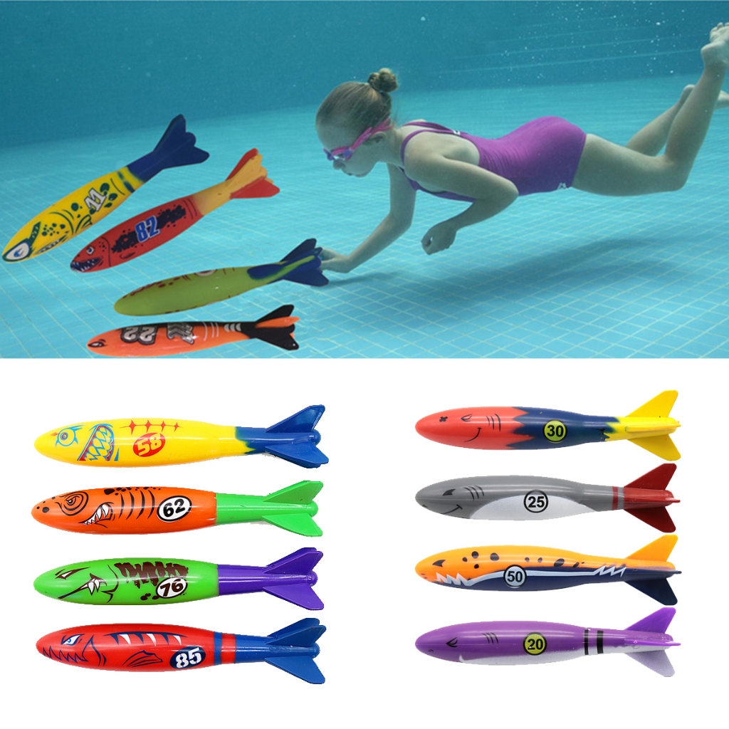 4pcs Mini Underwater Torpedo Diving Game Swimming Pool Toy Rocket ...