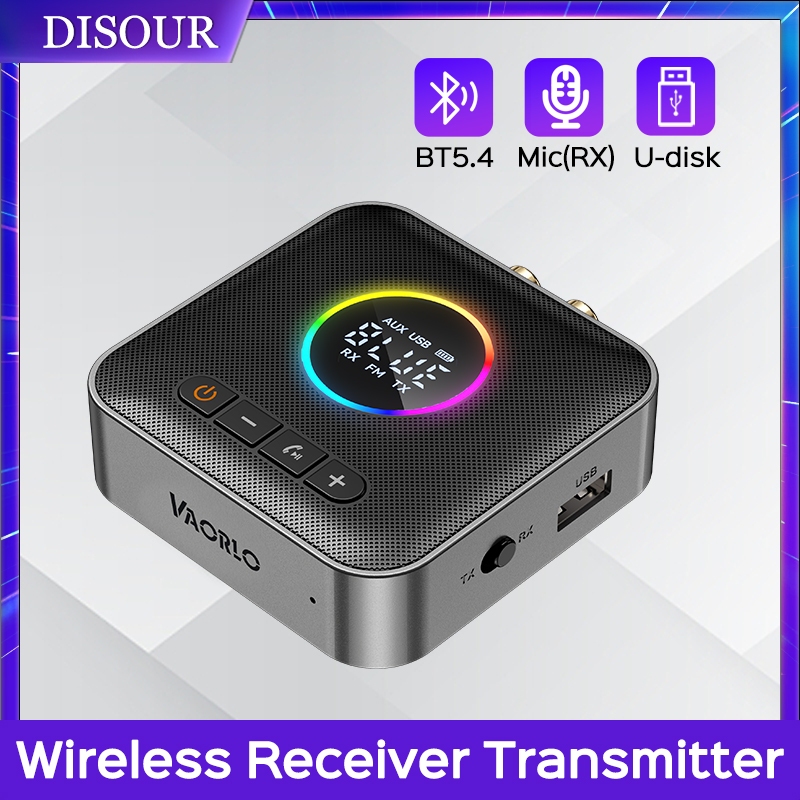 DISOUR Bluetooth 5.4 FM Receiver Transmitter RGB Light 3.5MM AUX USB U ...