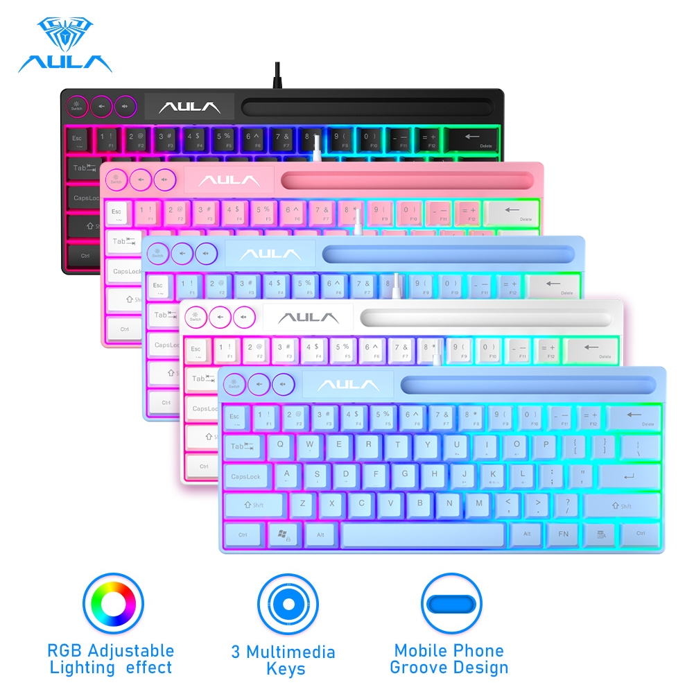 AULA F3061 61Keys Wired RGB Gaming Keyboard Membrane Keyboard USB ...