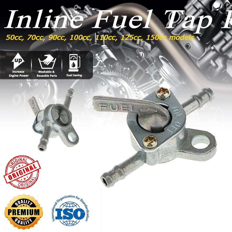 Aluminium In-line Petrol Fuel Tank Valve Tap On-Off Switch Motorcycle ...