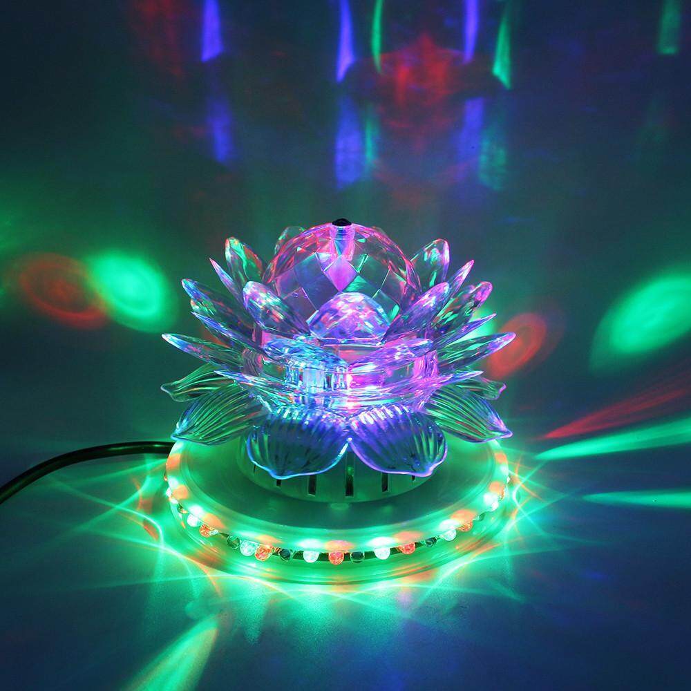 RGB LED DJ Disco Stage Light EU Plug Auto Rotating Crystal Lotus Shape ...