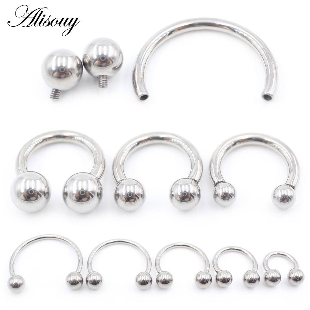 Alisouy 1 Piece Titanium Ball Internally Threaded Horseshoe Nose Ring ...