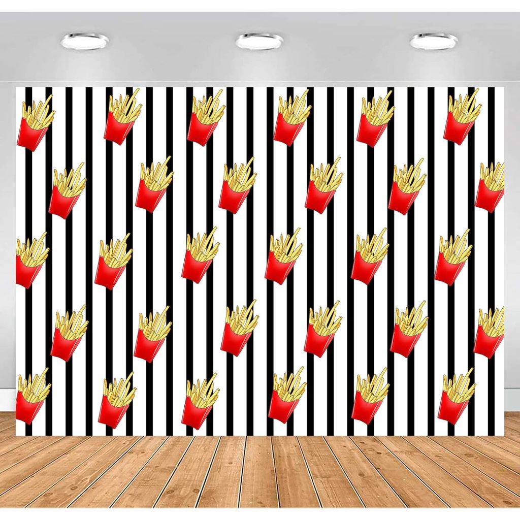 Black and White Stripe French Fries Backdrop for Photography Funny ...