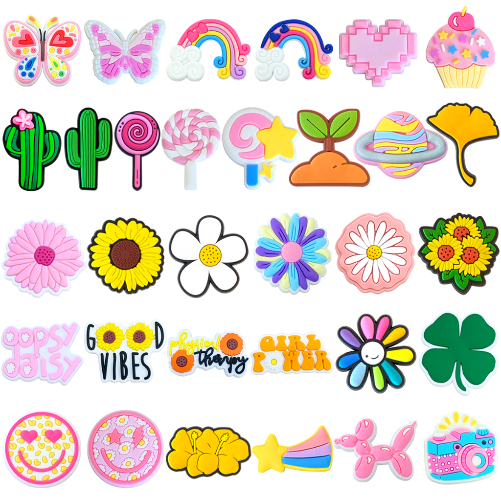 Jibbit Shoe Charms Cactus Clover Butterfly 32 Style of Decorations PVC ...
