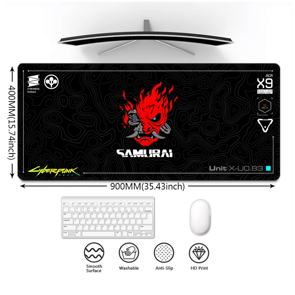 Mouse Pad Gaming Desk Mat Cyberpunk Samurai Waterproof Anti-Slip ...