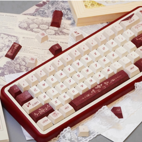 Flower Keycaps Cherry Profile PBT Keycap Red 131keys Custom Keycaps for ...