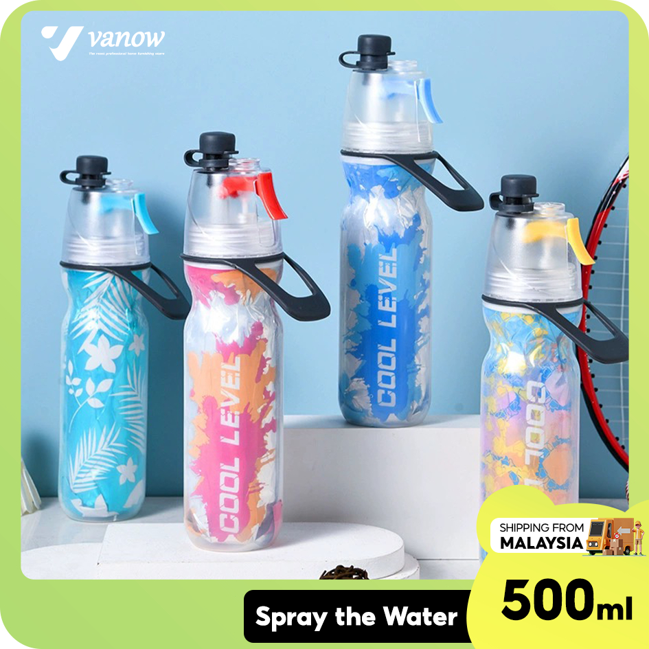 𝐯𝐚𝐧𝐨𝐰 500ML Cool Sports Water Bottle Spray Water Bottle, Mist and Sip Function Botol Air Sukan ...