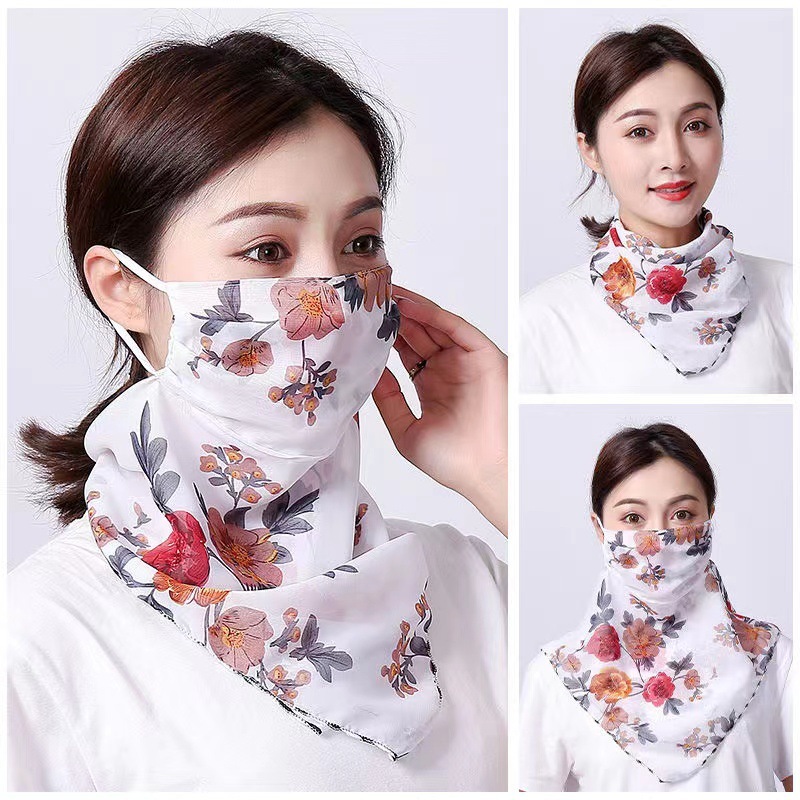 Summer Sunscreen UV Veil Chiffon Breathable Face Protection Triangle ...