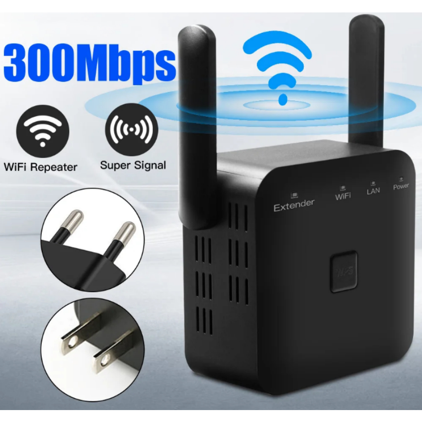 300Mbps Wireless WIFI Repeater 2.4Ghz WPS Long Range Network Wi-Fi ...