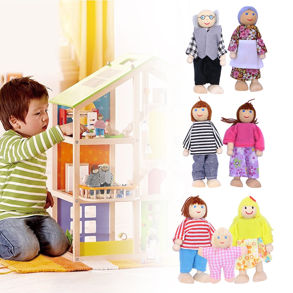 New Cartoon Miniature Wooden Jointed Doll Parent-child Children Kids ...