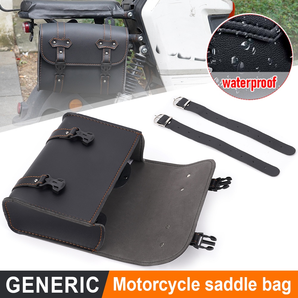 Motorcycle Saddlebag Side Luggage Storage Tool Bag kit PU Leather ...