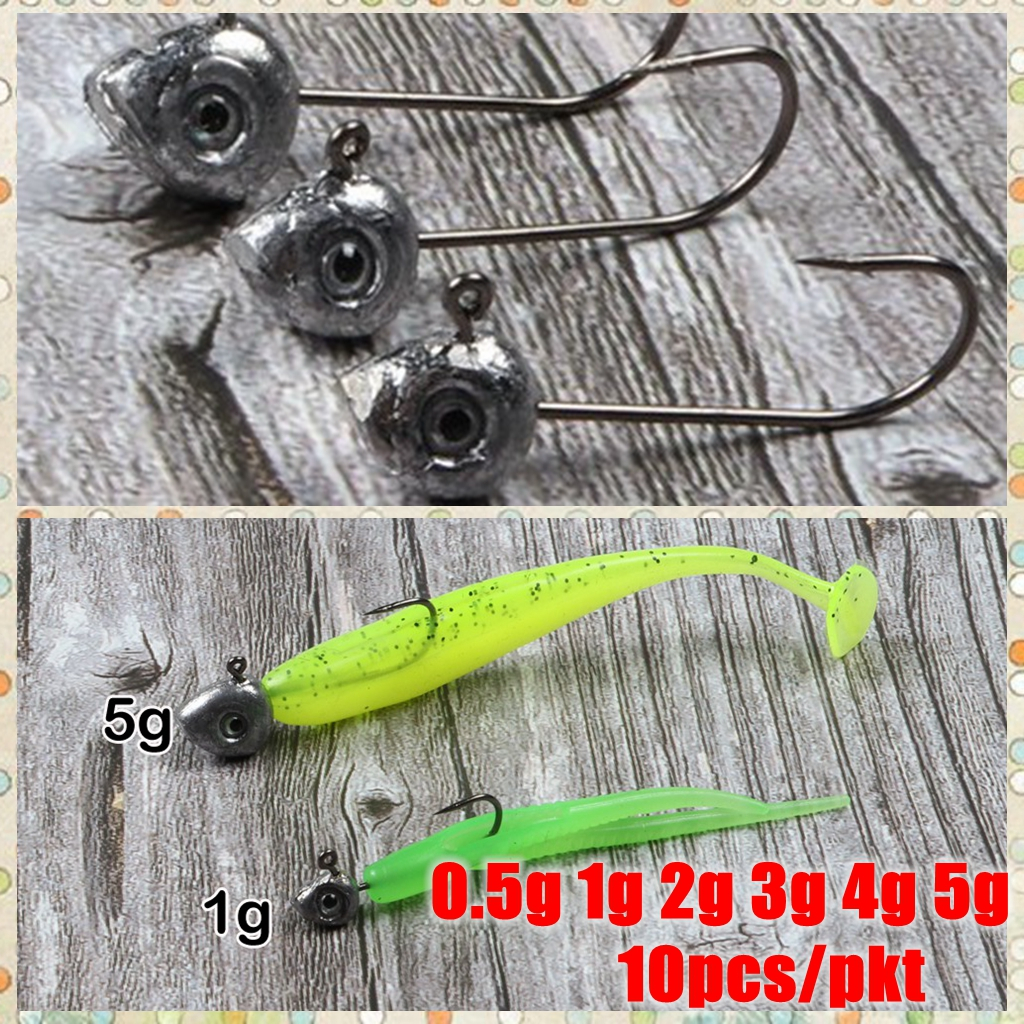 10pcs Mini Jig Head Hook 0.5g 1g 2g 3g 4g 5g Jigging Hook Rockfish Soft ...