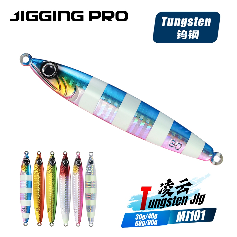 JIGGING PRO 30g 40g 60g 80g Hard Tungsten Jig Saltwater Fishing Metal ...