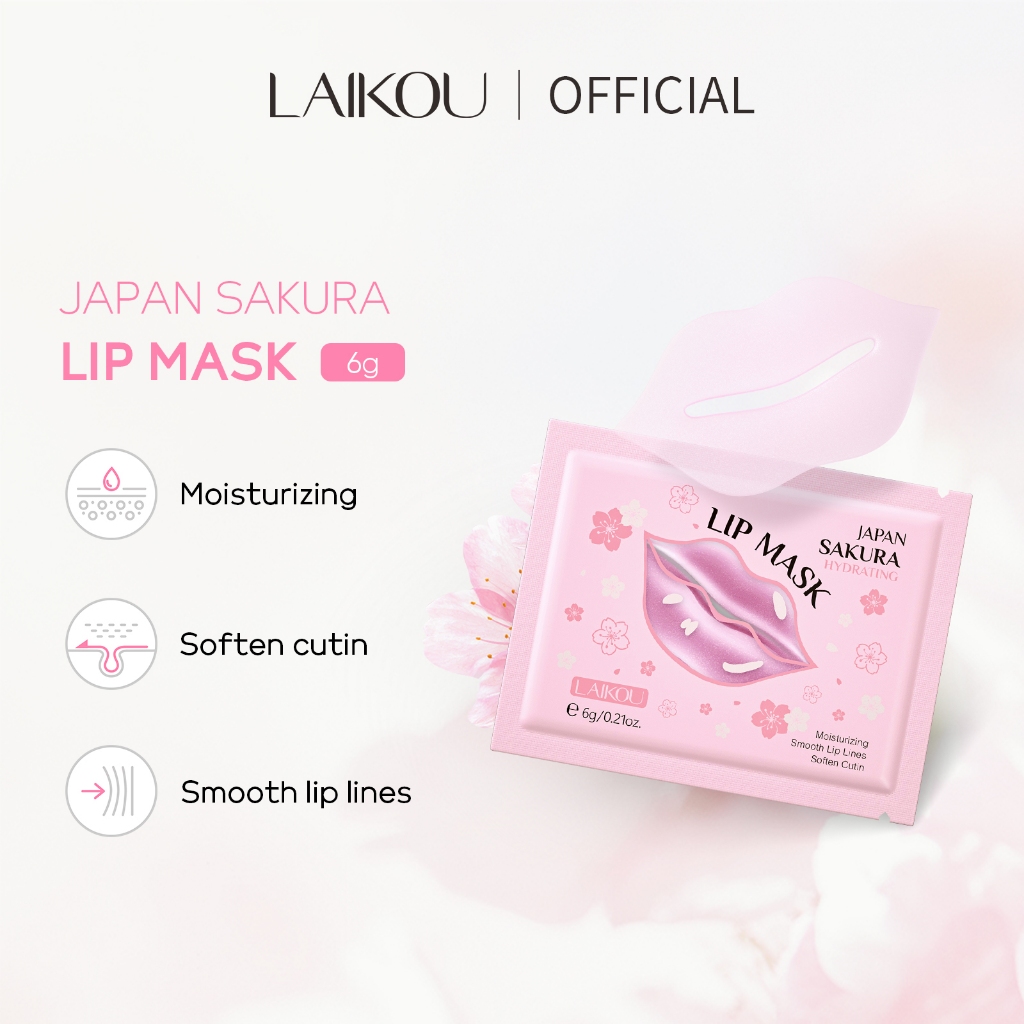 LAIKOU Japan Sakura Lip Mask Collagen Pad Soften Skin Remove Lip ...