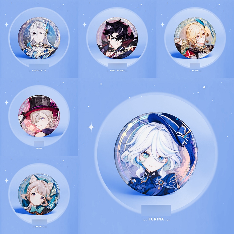 Genshin impact badge Fine-flashing reflective badge furina pin | Shopee ...