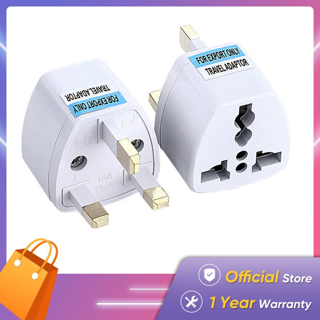 (1 YEAR WARRANTY BUG) 3-Pin UK Plug Adapter United Kingdom Standard ...