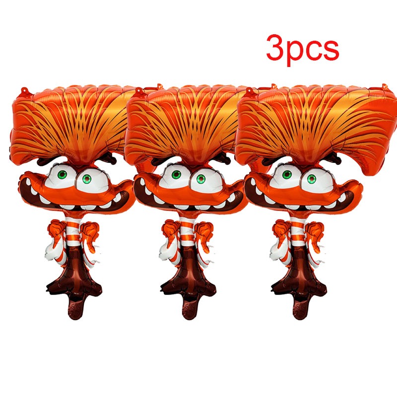 3pcs Anime Inside Out 2 Aluminum Balloons Joy Anger Disgust Fear ...