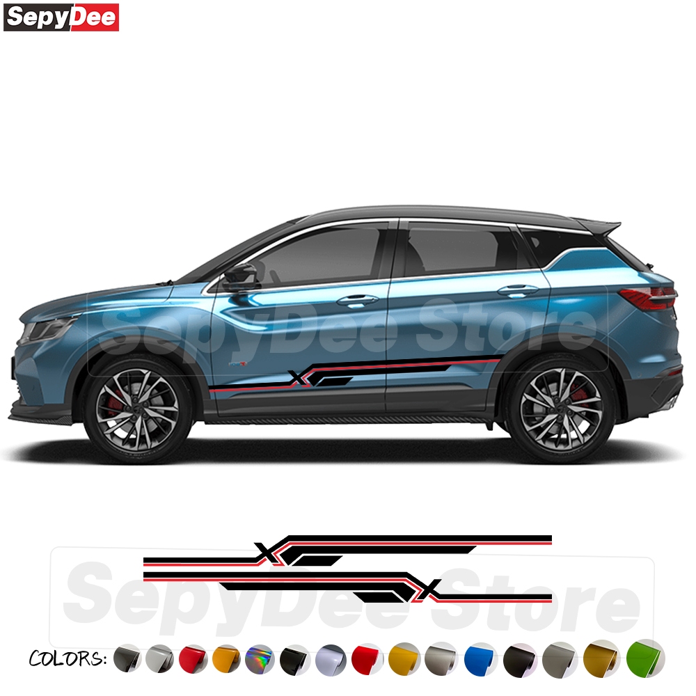 2Pcs Car Stripe Stickers For Proton X70 Auto Body Door Side Skirt ...