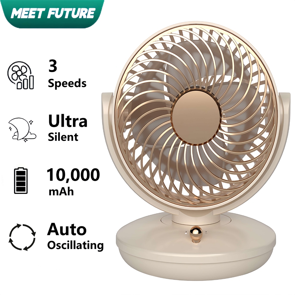 Camping Fan Portable Desk Fan Rechargeable USB 10000mAh Large Battery 3 ...