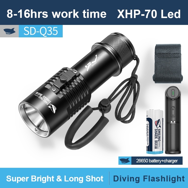 Smiling Shark Q35 Diving Torch Light IPX8 Waterproof Scuba Flashlight ...