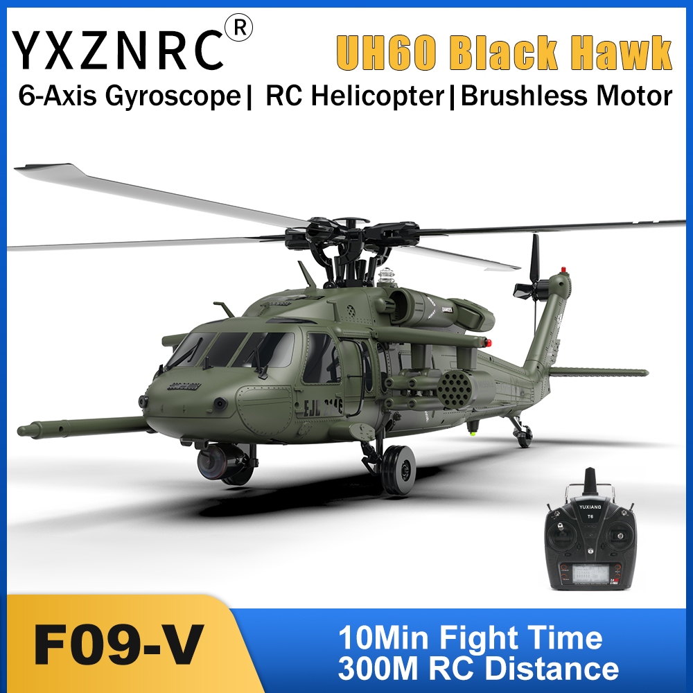 YXZNRC UH60 Black Hawk RC Helicopter with 6-axis Gyro 2.4G 6CH 1:47 ...