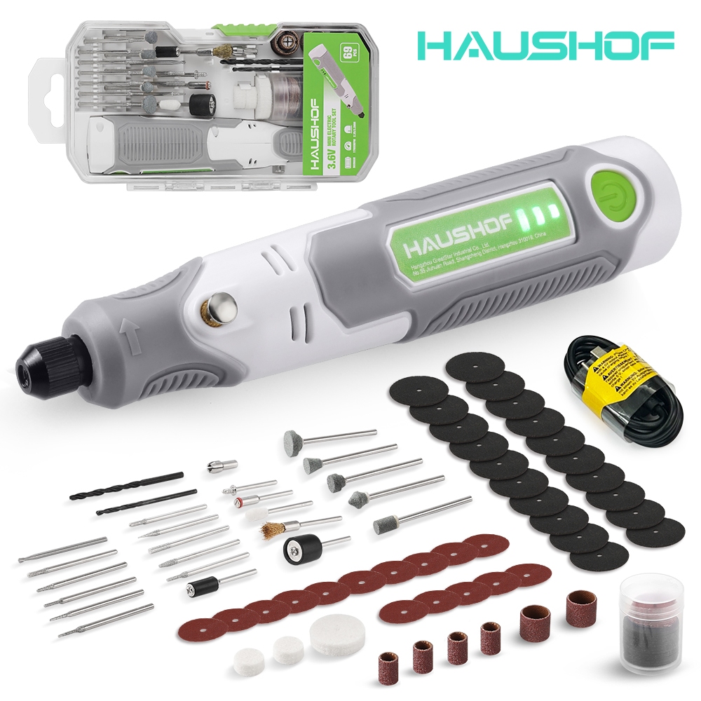 HAUSHOF 3.6V Cordless Electric Rotary Tool With Charger 3-speed Mini ...