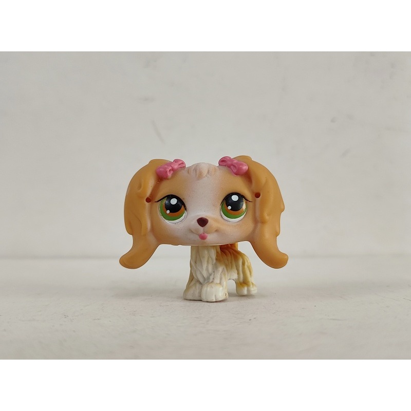 Littlest Pet Shop Toy Yellow Spaniel Cocker Dog Pink Bow #7863 ...