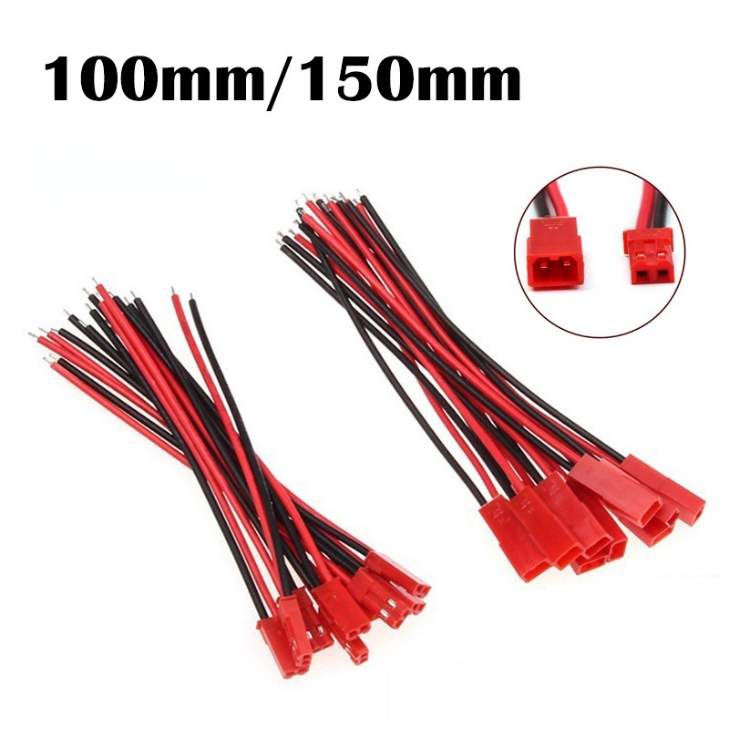 5PCS 100mm/150mm Male Female Connector 2 Pin JST Plug Cable Wire For RC ...