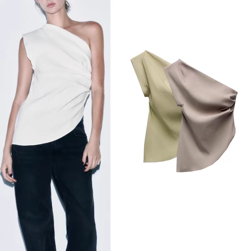 2024 New Fashion Asymmetric Women's Off Shoulder Vest Spicy Girl ...