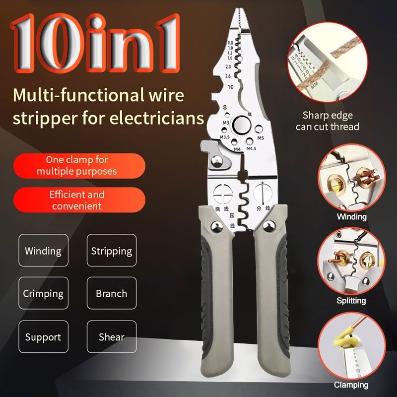 10 In 1 Wire Stripper Pliers Crimper Cable Cutter Electrician Special ...