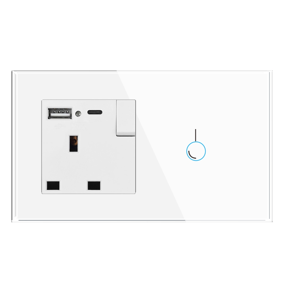 VISWE wall socket wall switch 3 pin socket 13a socket 250V usb c socket 1/2/3 gang switch,146 ...