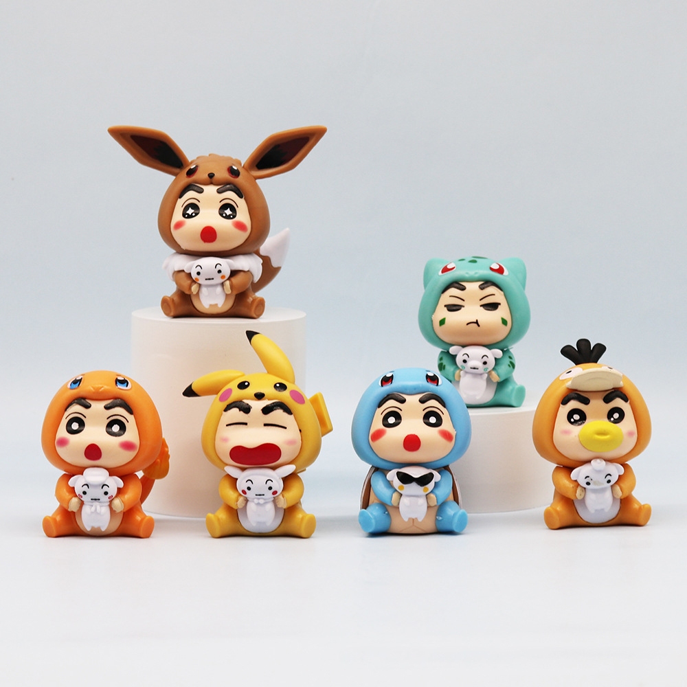 6Pcs/Set Anime Crayon Shin-chan Nohara Shinnosuke Cosplay Pikachu ...
