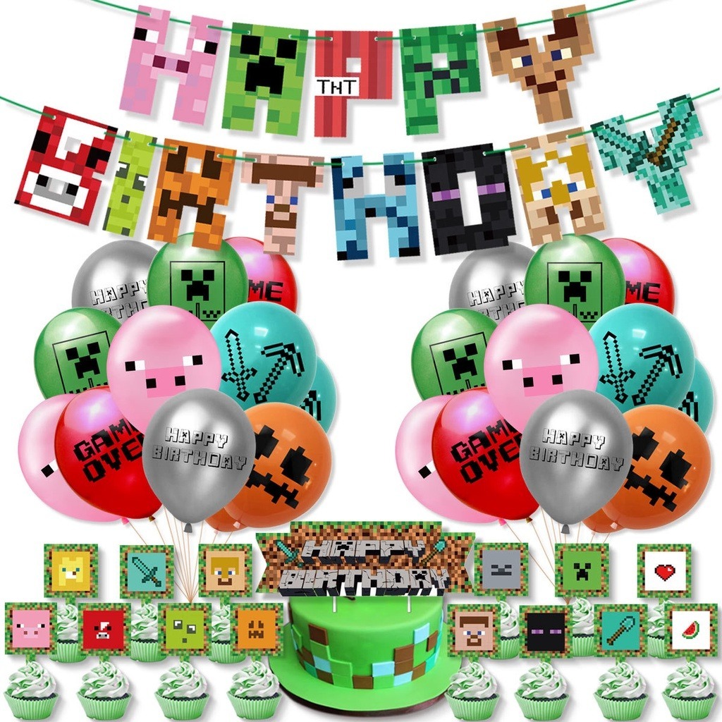 New Minecraft Theme Party Decoration Foil Balloon Cartoon Children's ...