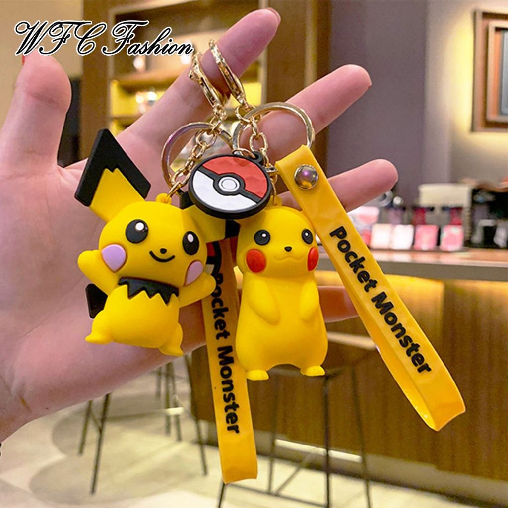 Pikachu Keychain Cartoon Cute Anime Figure Keychain Pokemon Doll ...